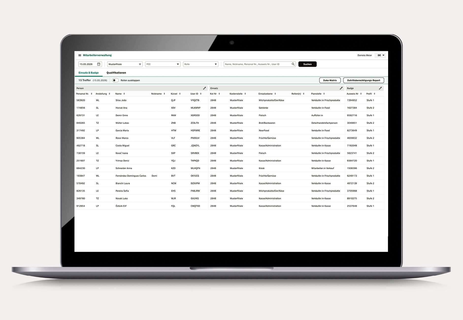 Centralised master data and employee management
